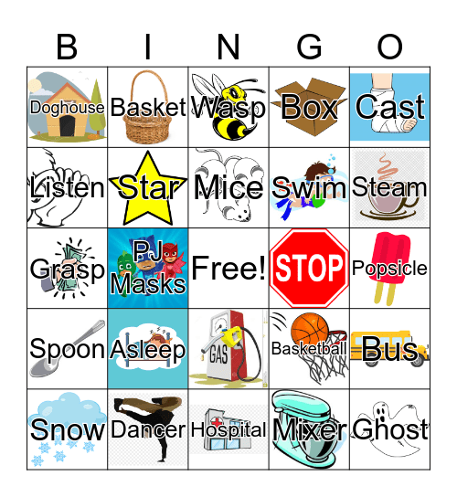 /s/ & /s/-blends initial/medial/final Bingo Card