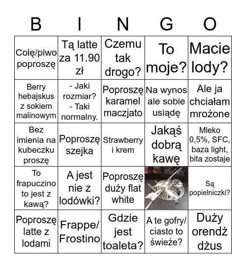 Barista Bingo Card