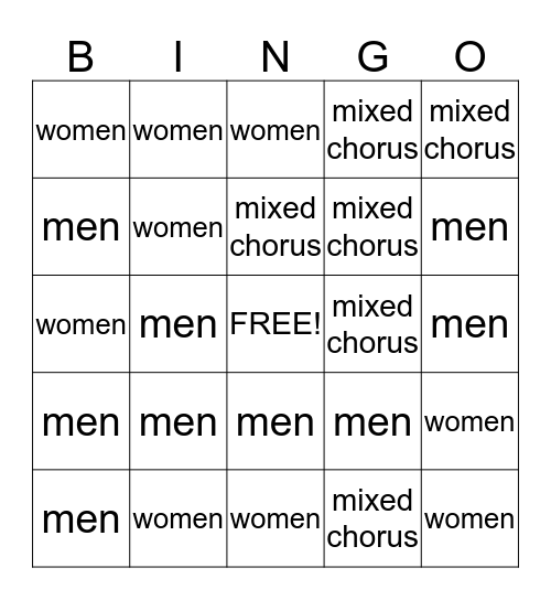 Singing Voices Bingo Card