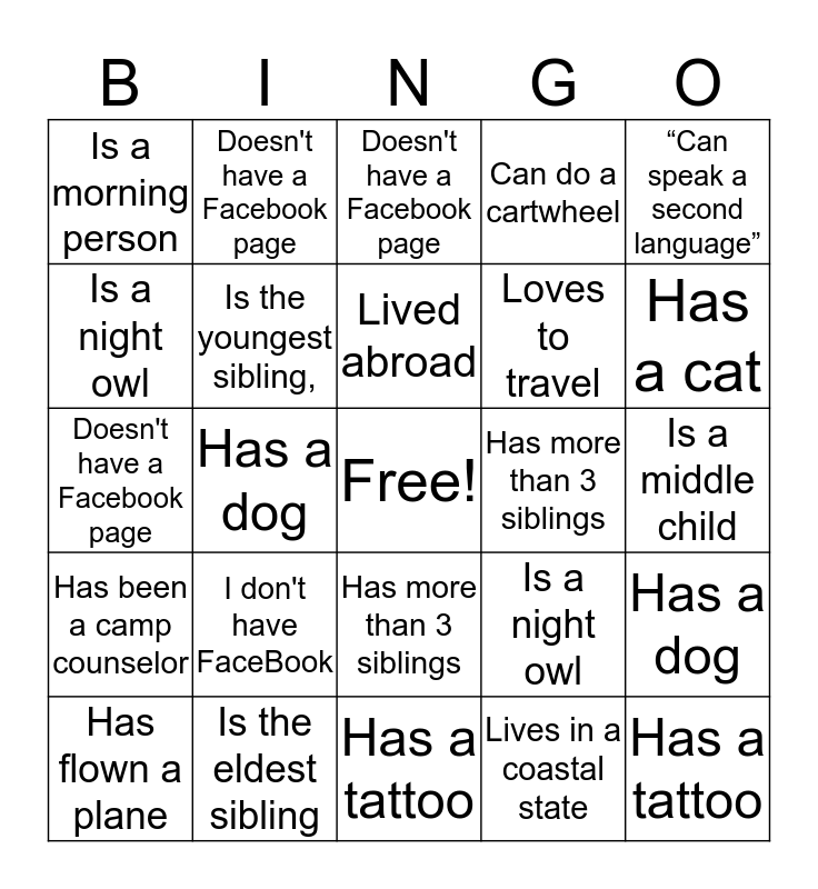 CSO BONDING & BINGO! Bingo Card