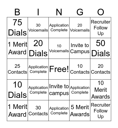 Recruiting Bingo Card