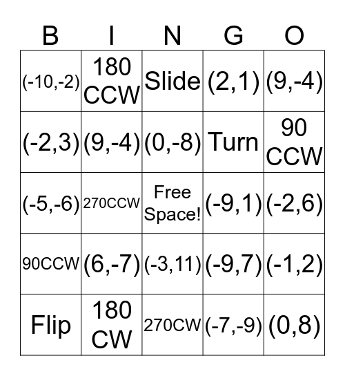 Rotation Bingo Bingo Card