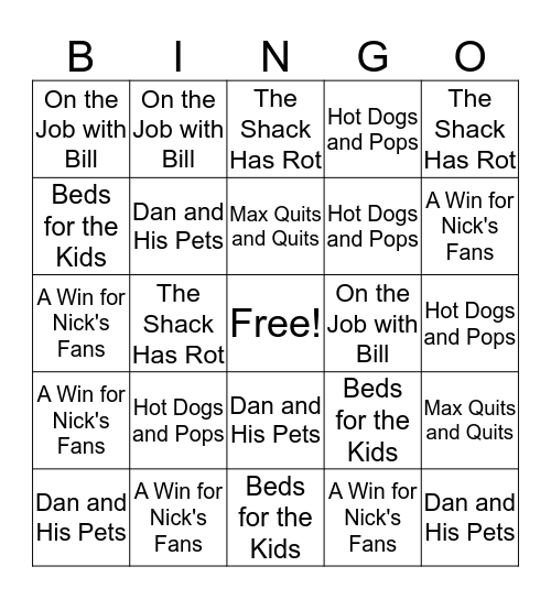 Homework Reading Bingo Card