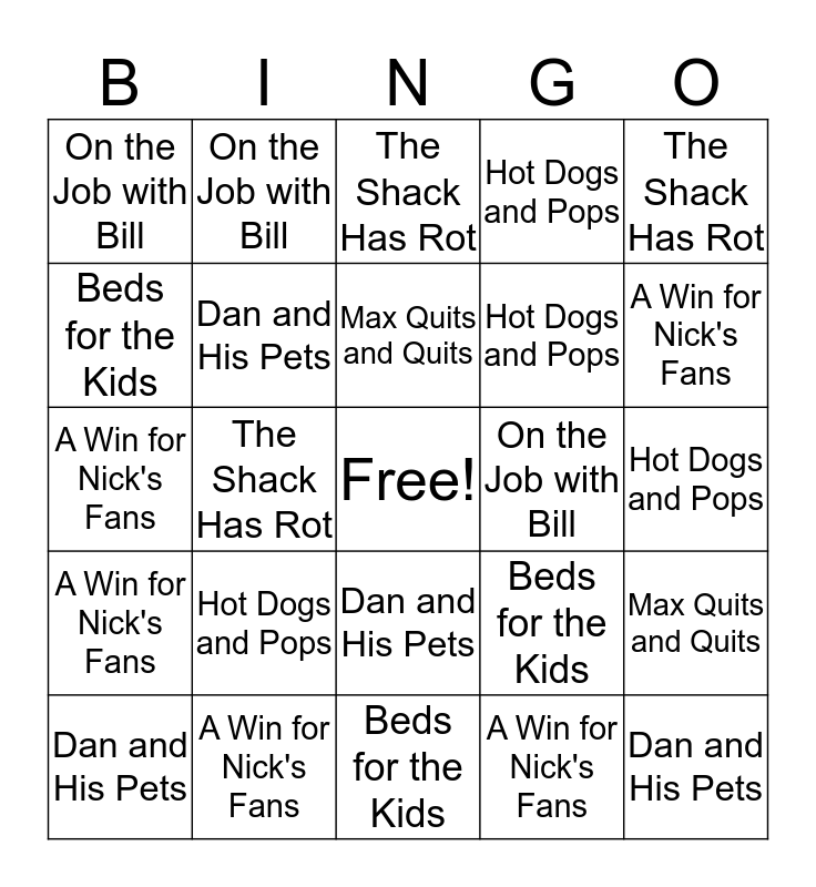 Homework Reading Bingo Card
