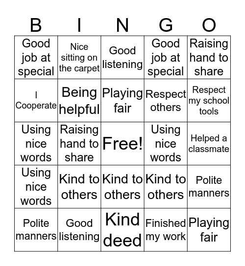 Good Day Bingo Card