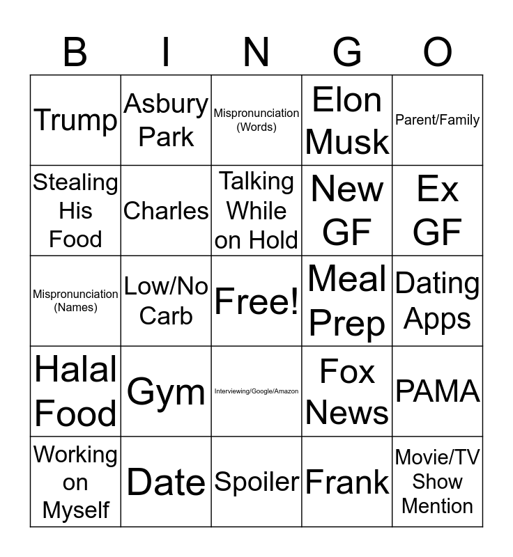 Ringo Bingo Card