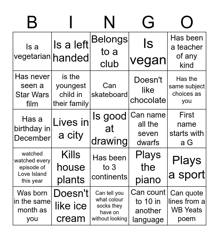 Get the signature of someone who… Bingo Card