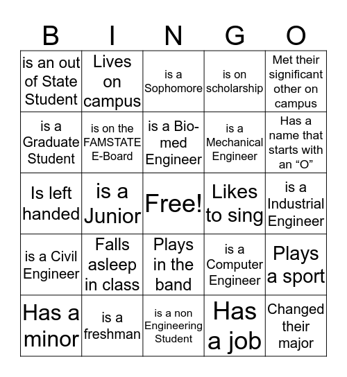 Find someone who..... Bingo Card