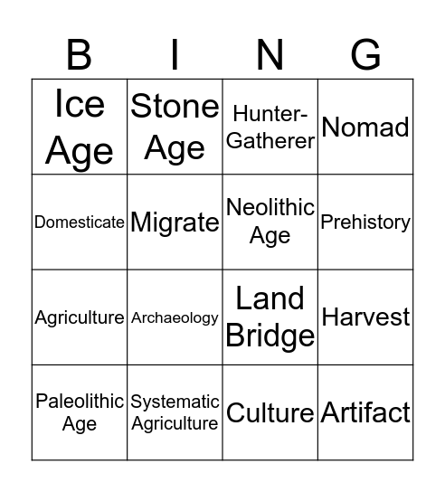 Stone Age Bingo Card