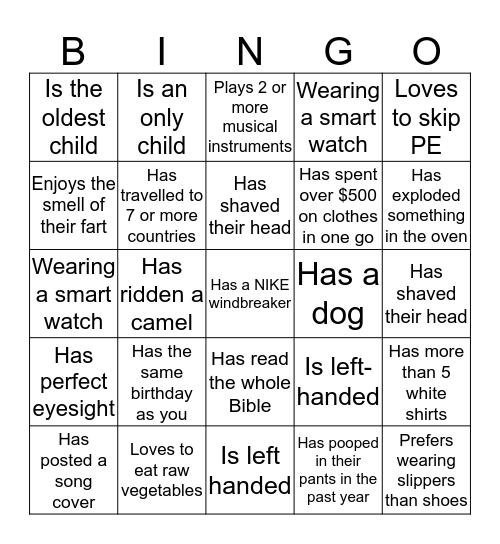 Human Bingo Card
