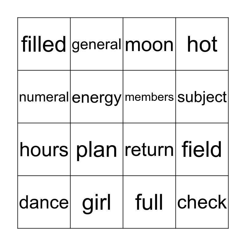 Max Bingo Card