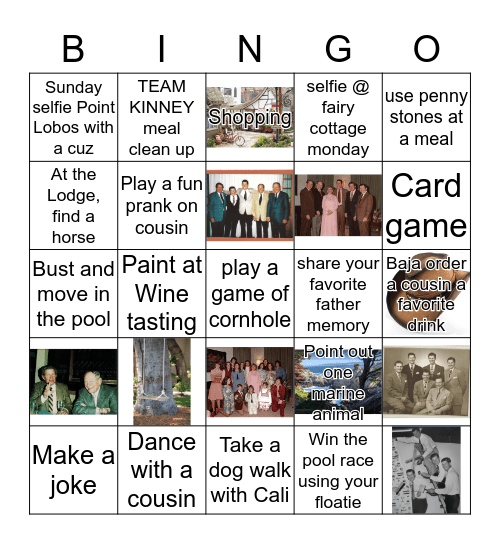 Kinney Cousins BINGO Card