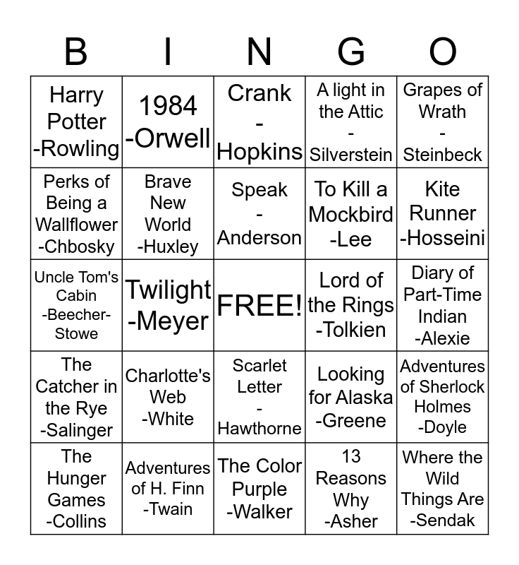 BANNED BOOKS BINGO! Bingo Card