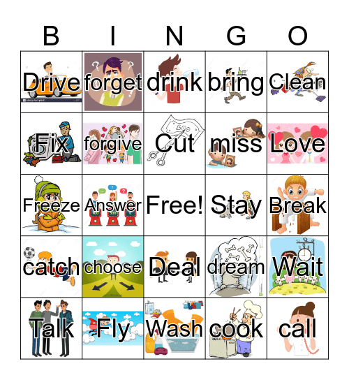 Verbs Bingo Card