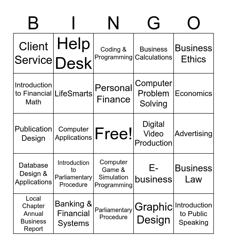 FBLA Bingo Card