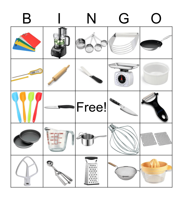 Kitchen Equipment Bingo Card