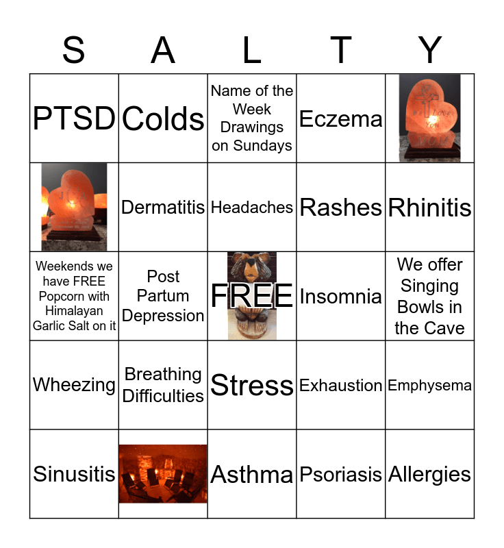Play Salty the Bear Bingo @ The Himalayan Cave Bingo Card