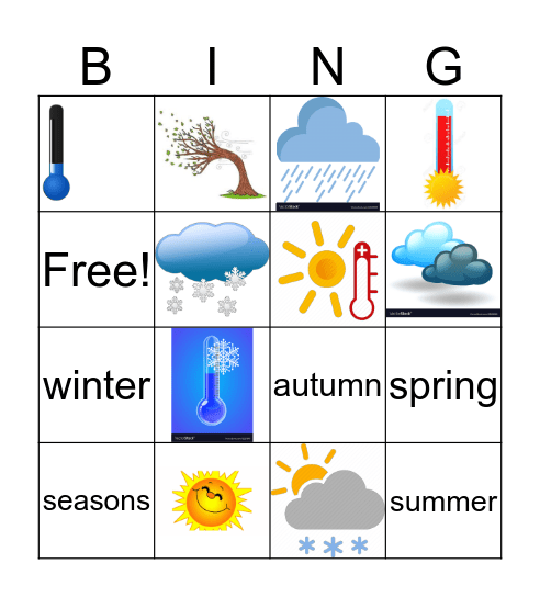 El tiempo y las estaciones Bingo Card
