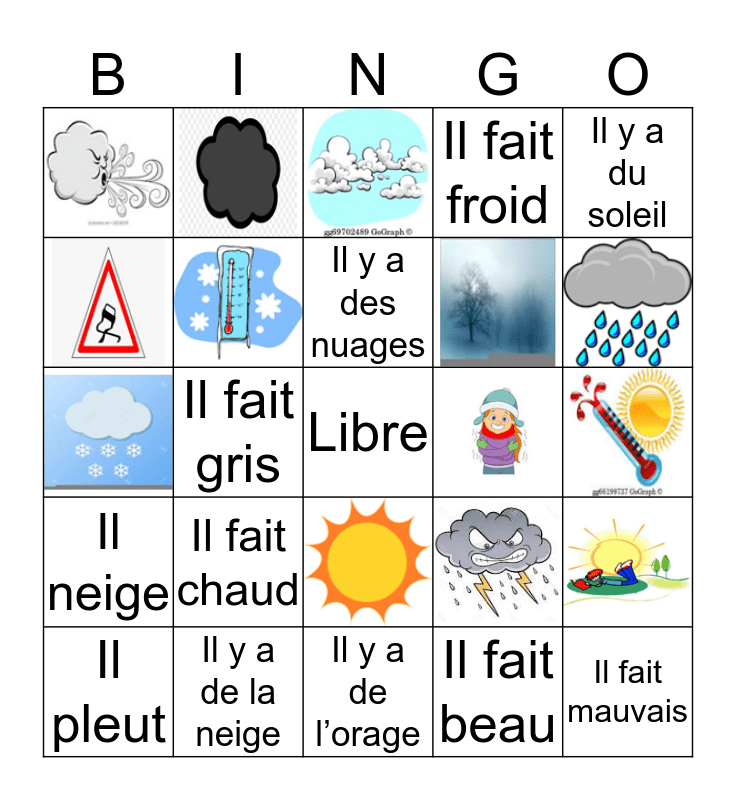 La Météo Bingo Card