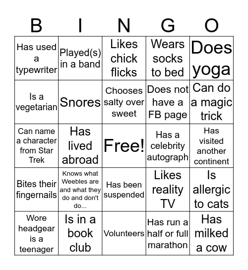 Staff Bingo - Start with Hello Week Bingo Card