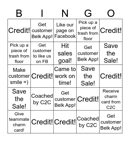 Credit Bingo! Bingo Card
