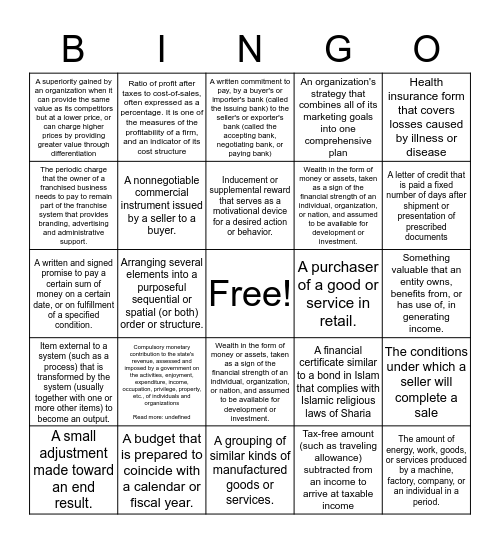 BUSINESS BINGO Card