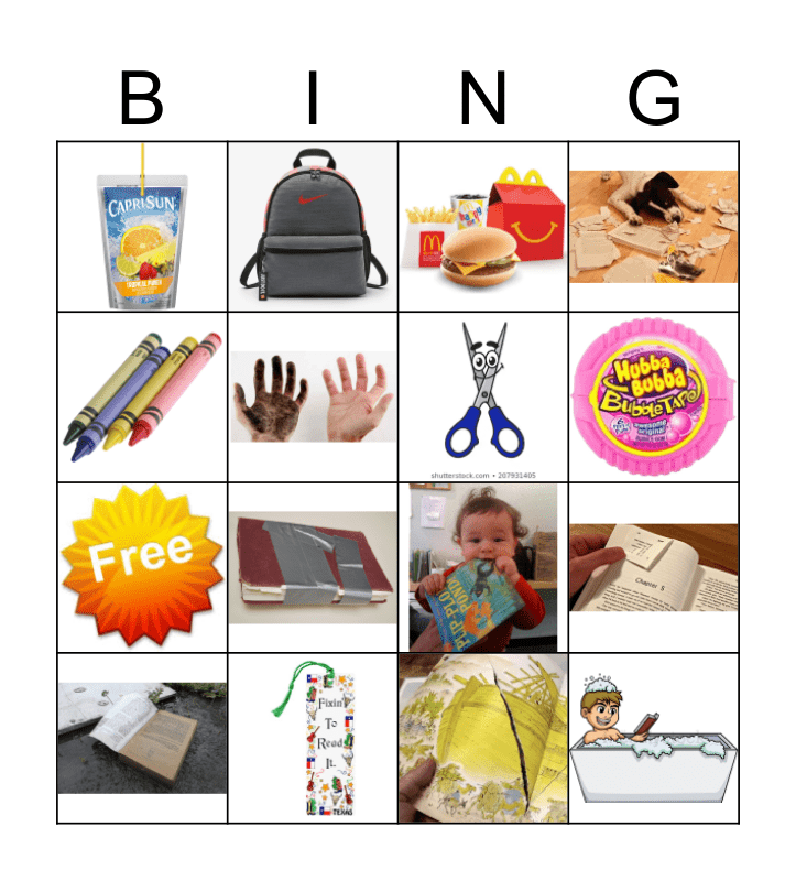 Book Care Bingo Card