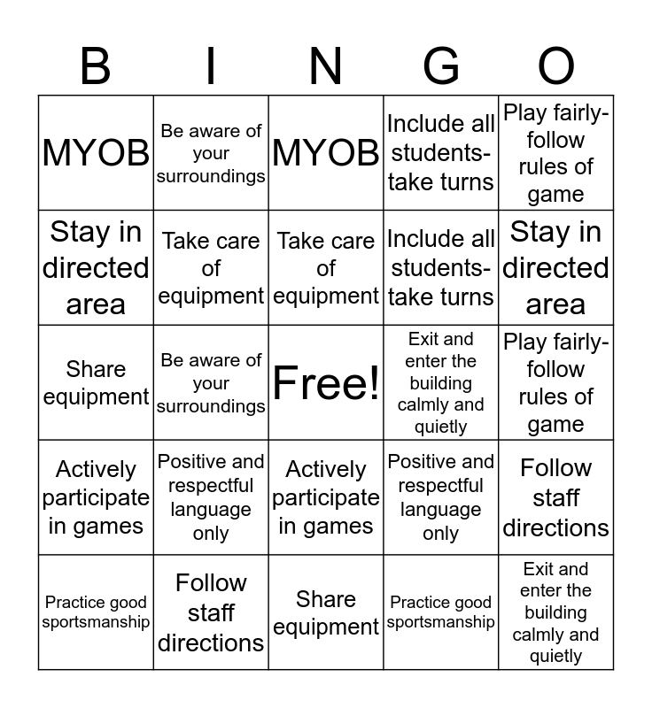 OUTSIDE MATRIX Bingo Card
