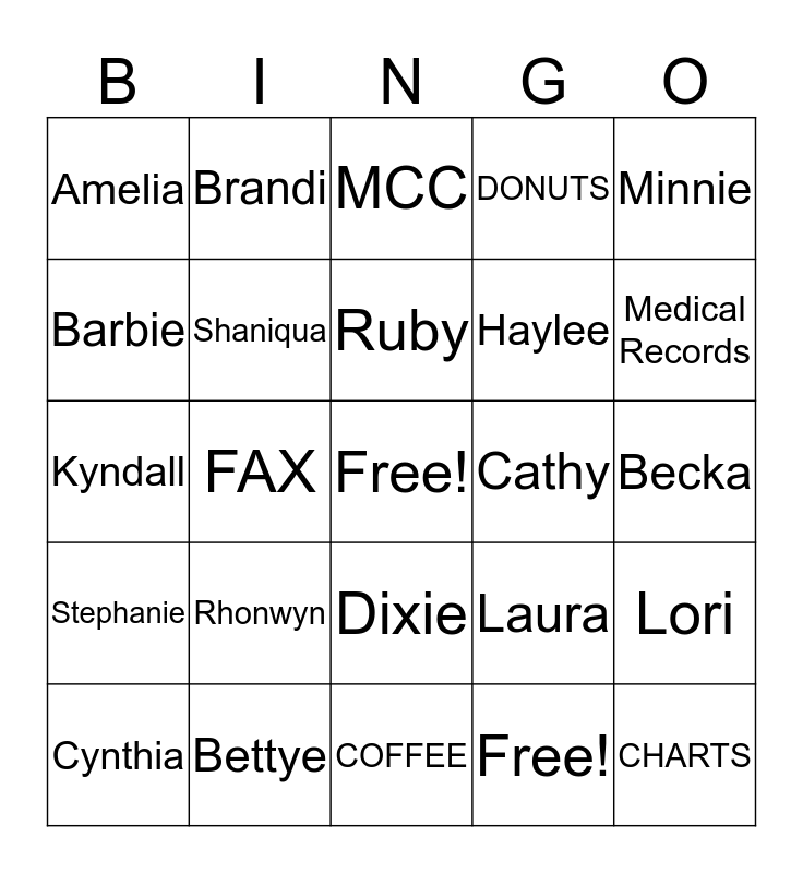 Med Rec BINGO Card