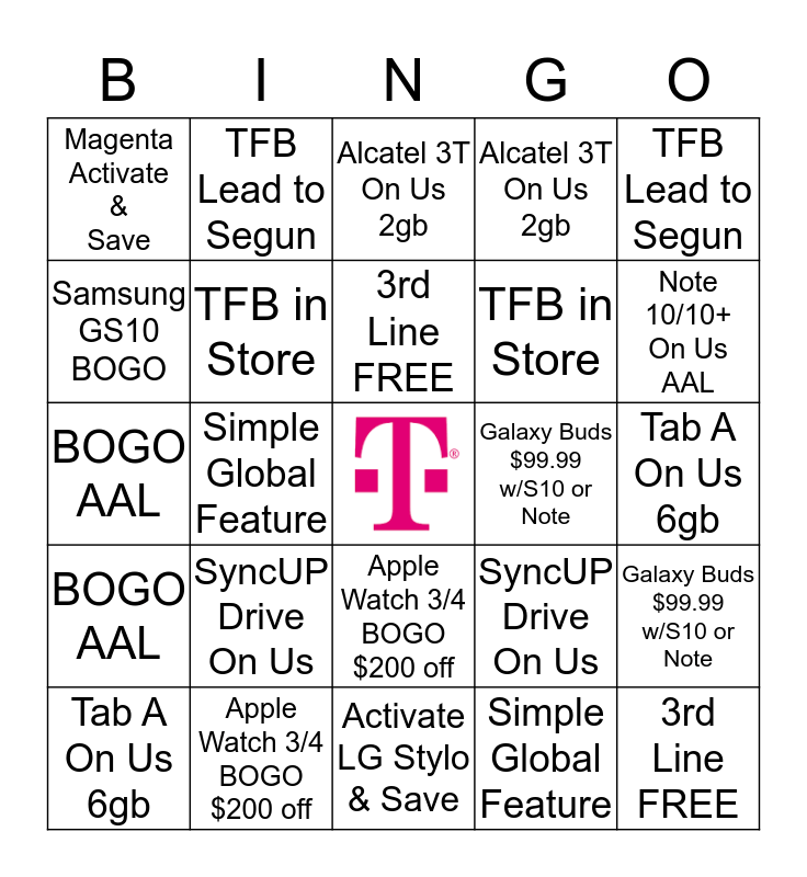 Alabama North Promo Bingo Card