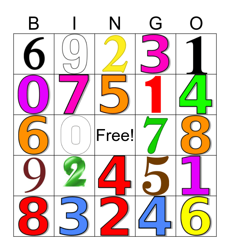 Numeros y Colores Bingo Card