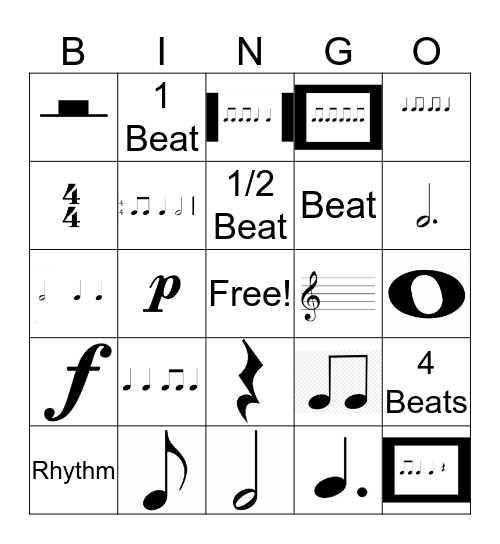 Music Theory Bingo Card