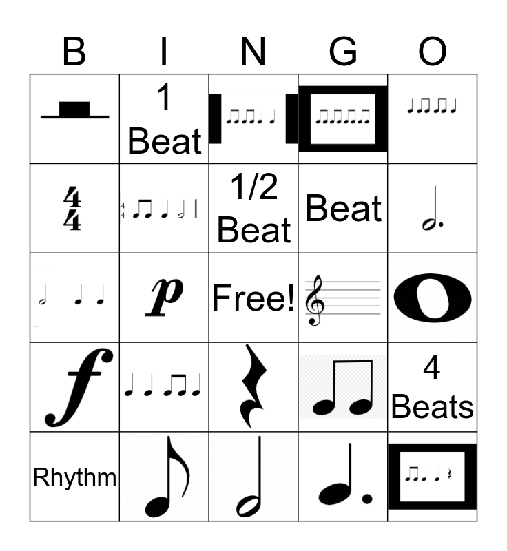 Music Theory Bingo Card
