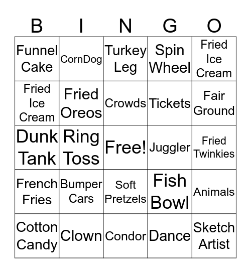 Carnival Bingo Card