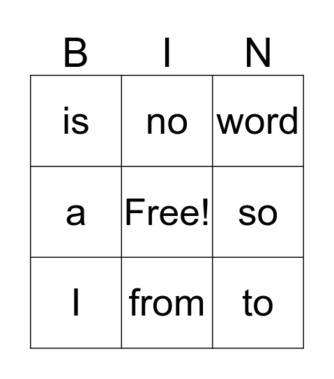 Tricky Word Bingo Unit 1 up to Lesson 14 Bingo Card