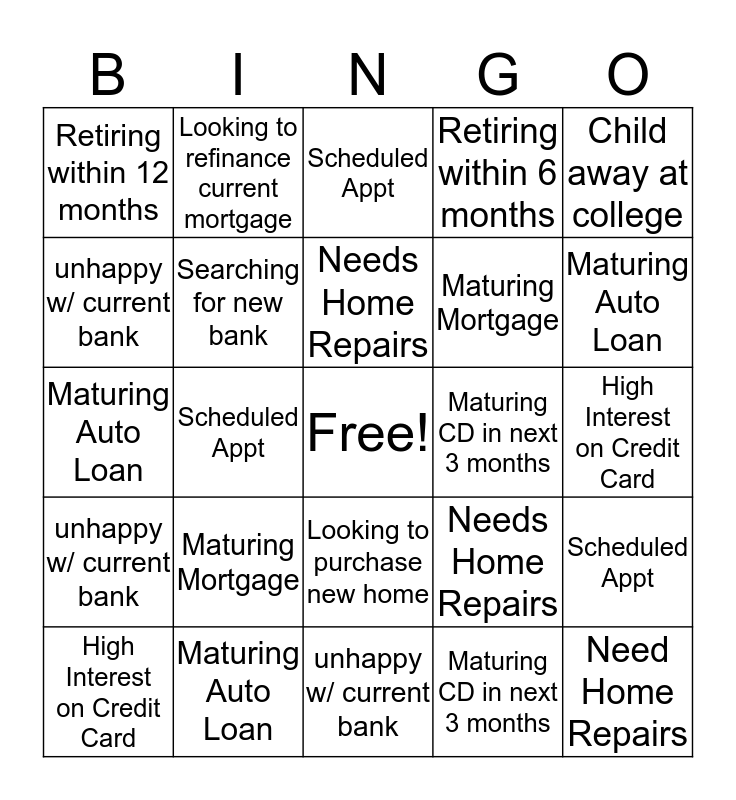 RAD BINGO Card