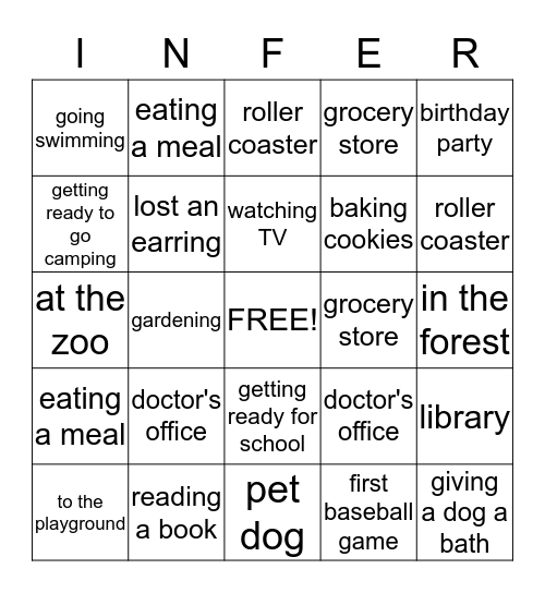 Incredible Inferences Bingo Card