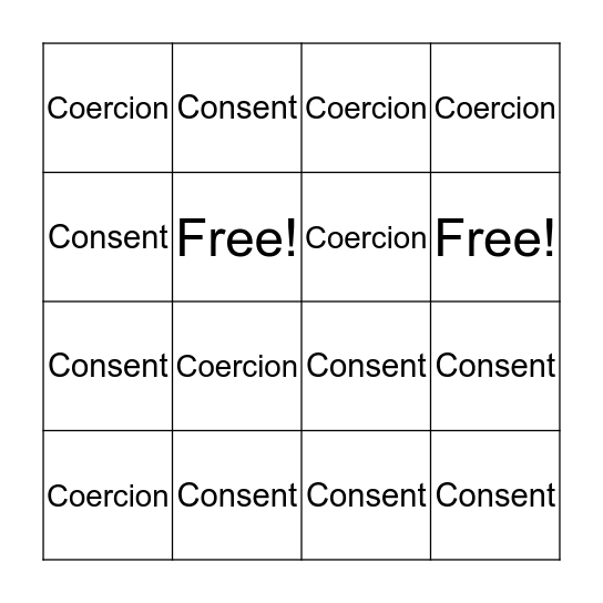 Consent Bingo Card