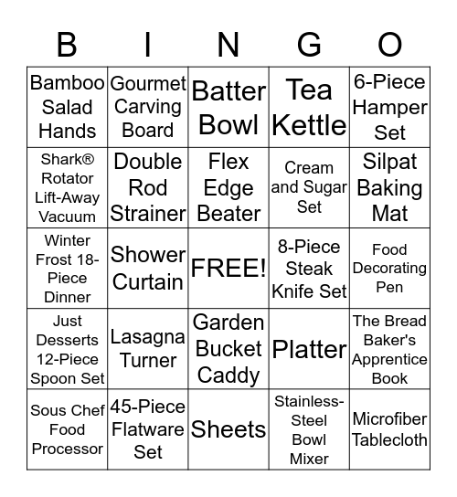 Julia' Bridal Bingo Card