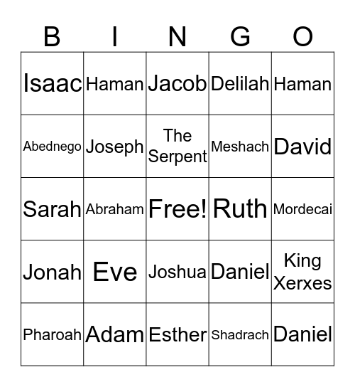 Old Testament Bingo! Bingo Card
