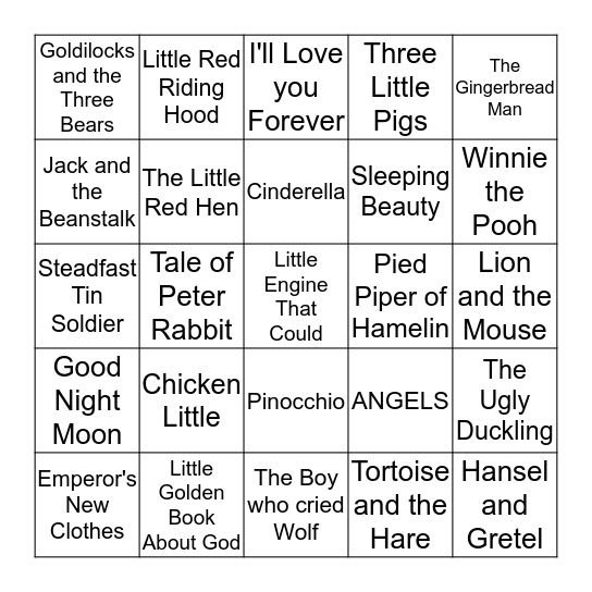 Fairy Tale Bingo Card