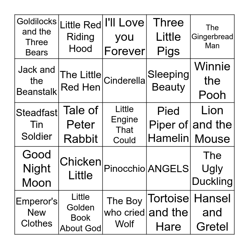Fairy Tale Bingo Card