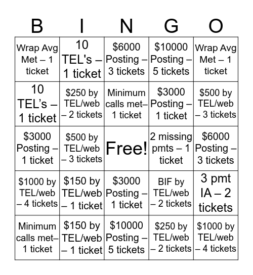 Bonus, Bucks, B I N G O! Bingo Card