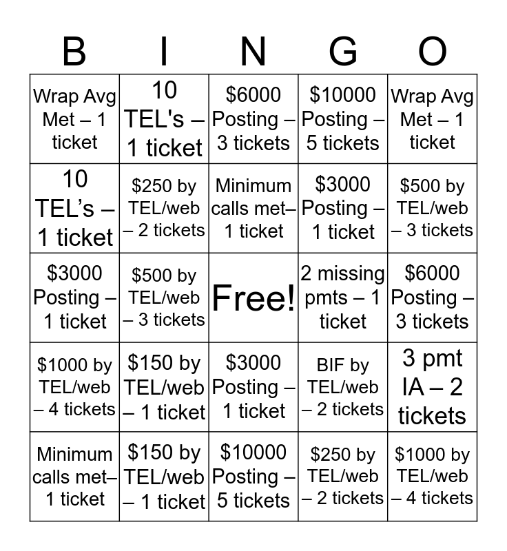 Bonus, Bucks, B I N G O! Bingo Card