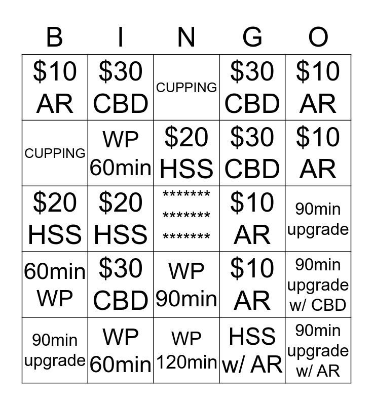 WP & UPGRADES Bingo Card
