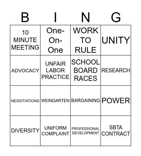 ADVOCACY BINGO Card