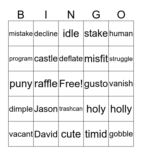 Book 6 Bingo Card