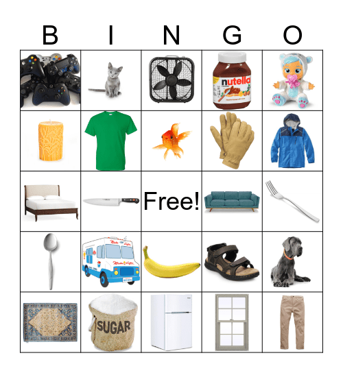 Home Objects Bingo Card