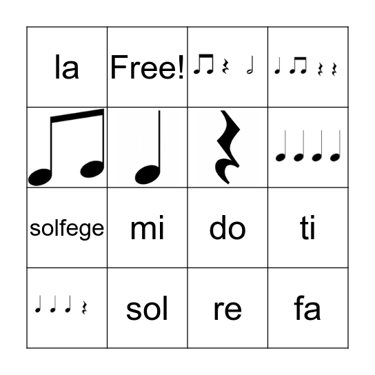 Rhythm & Solfege Bingo Card