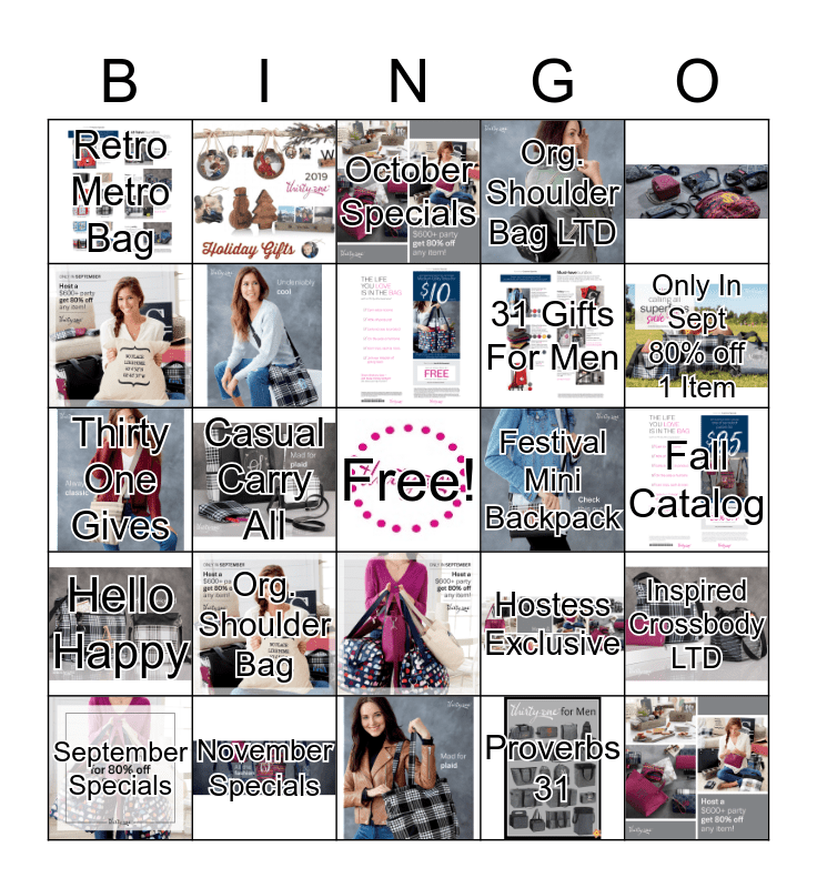 Thirty One Bingo Card